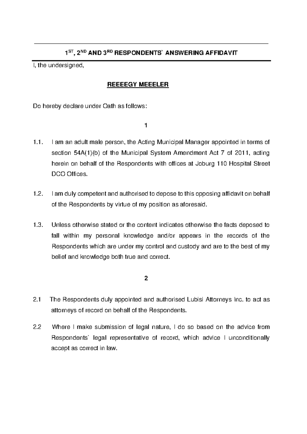 4 Sample Answering Affidavit