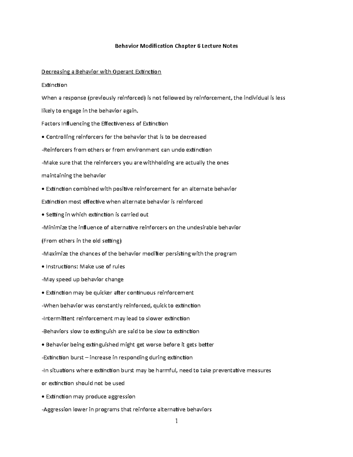 Behavior Mod-Lecture-Notes Ch-6 - Behavior Modification Chapter 6 ...
