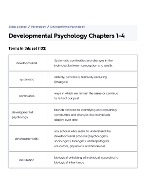 A.P Psychology- Developmental Psychology Questions Flashcards Quizlet ...