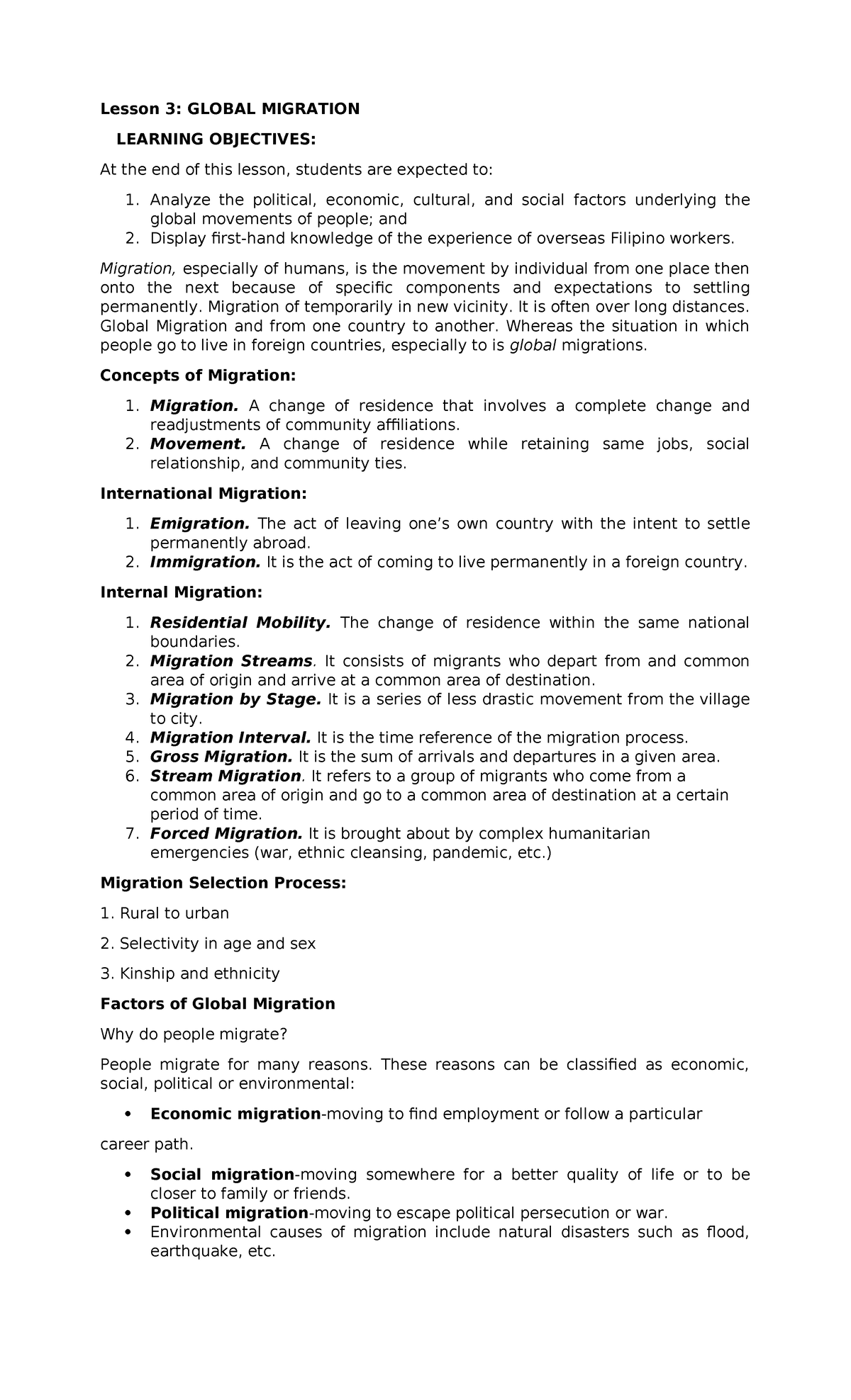 Global-Migration - Global Migration - Contemporary World - Lesson 3 ...