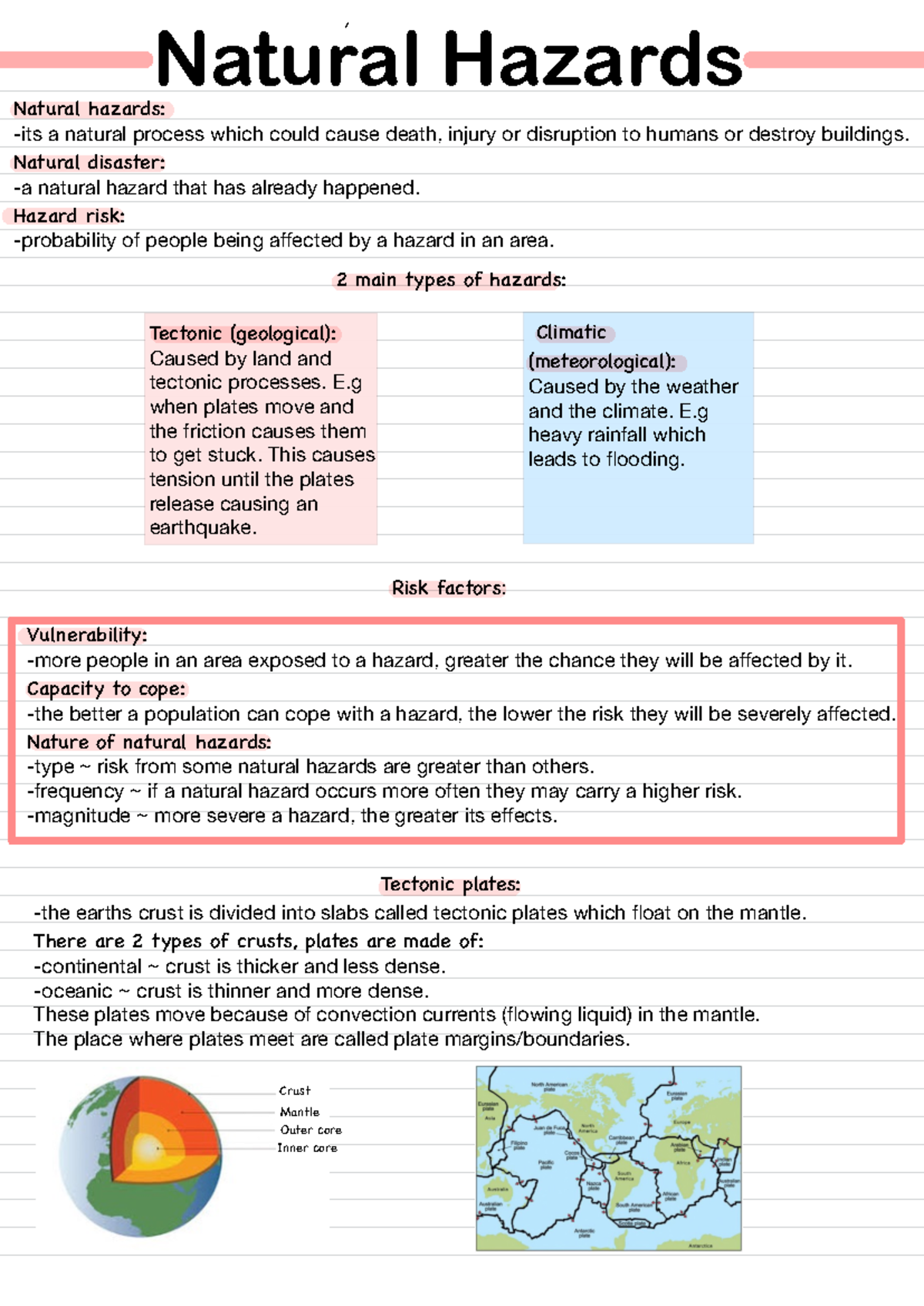 Geography notes - Natural Hazards Natural hazards: -its a natural ...