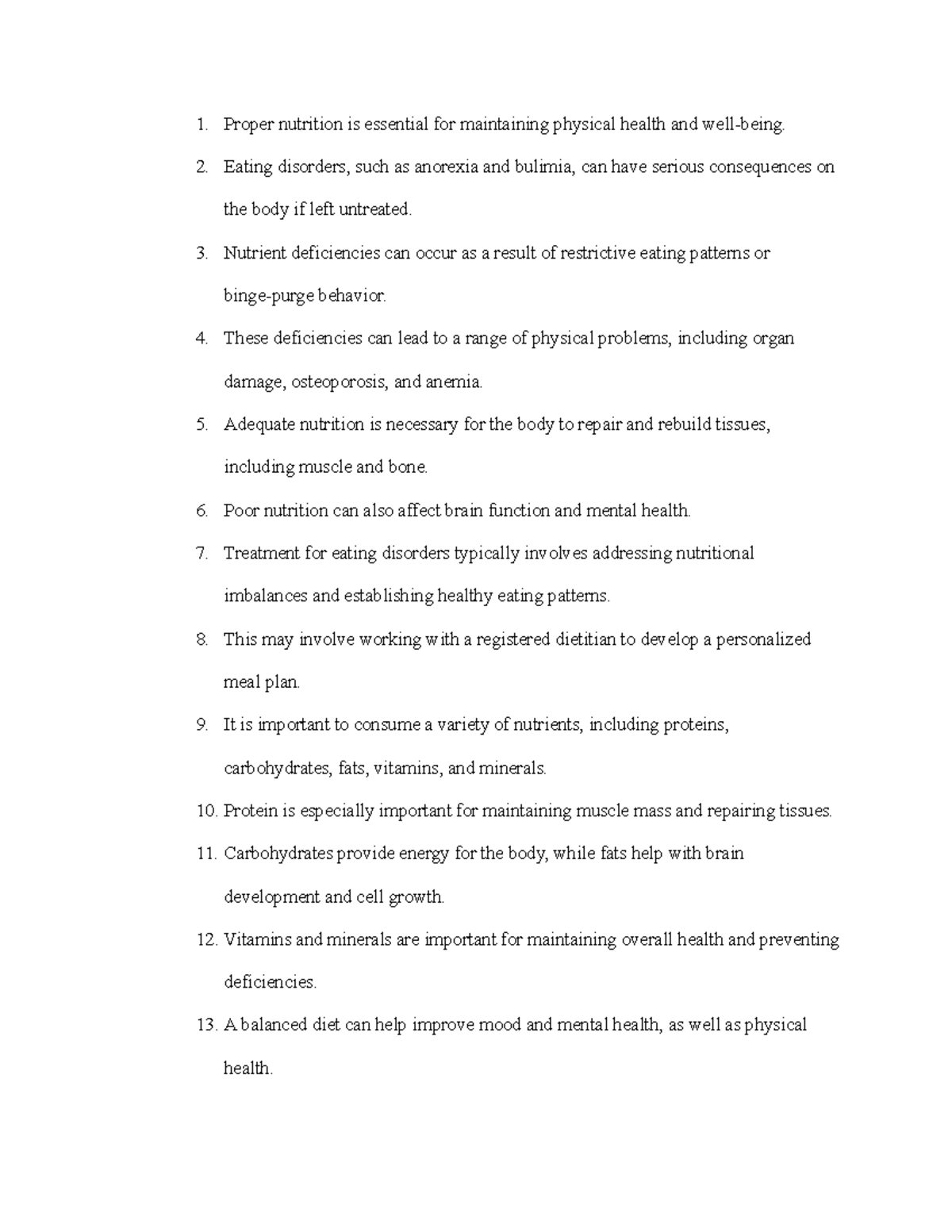 The importance of nutrition in the treatment of eating disorders ...