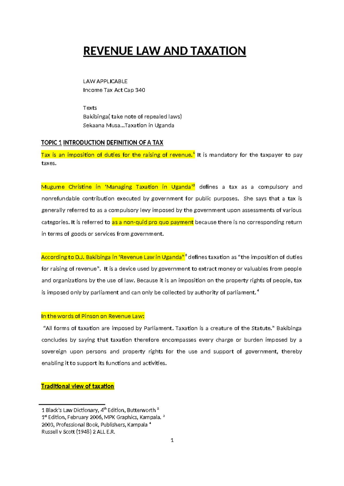 Revenue LAW AND Taxation-1-1-1 - REVENUE LAW AND TAXATION LAW ...