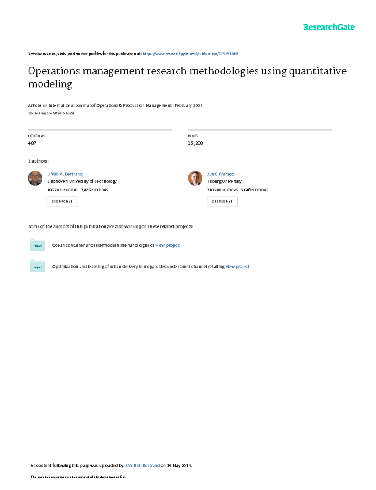 Operations management research methodologies using - See discussions, stats, and author profiles ...