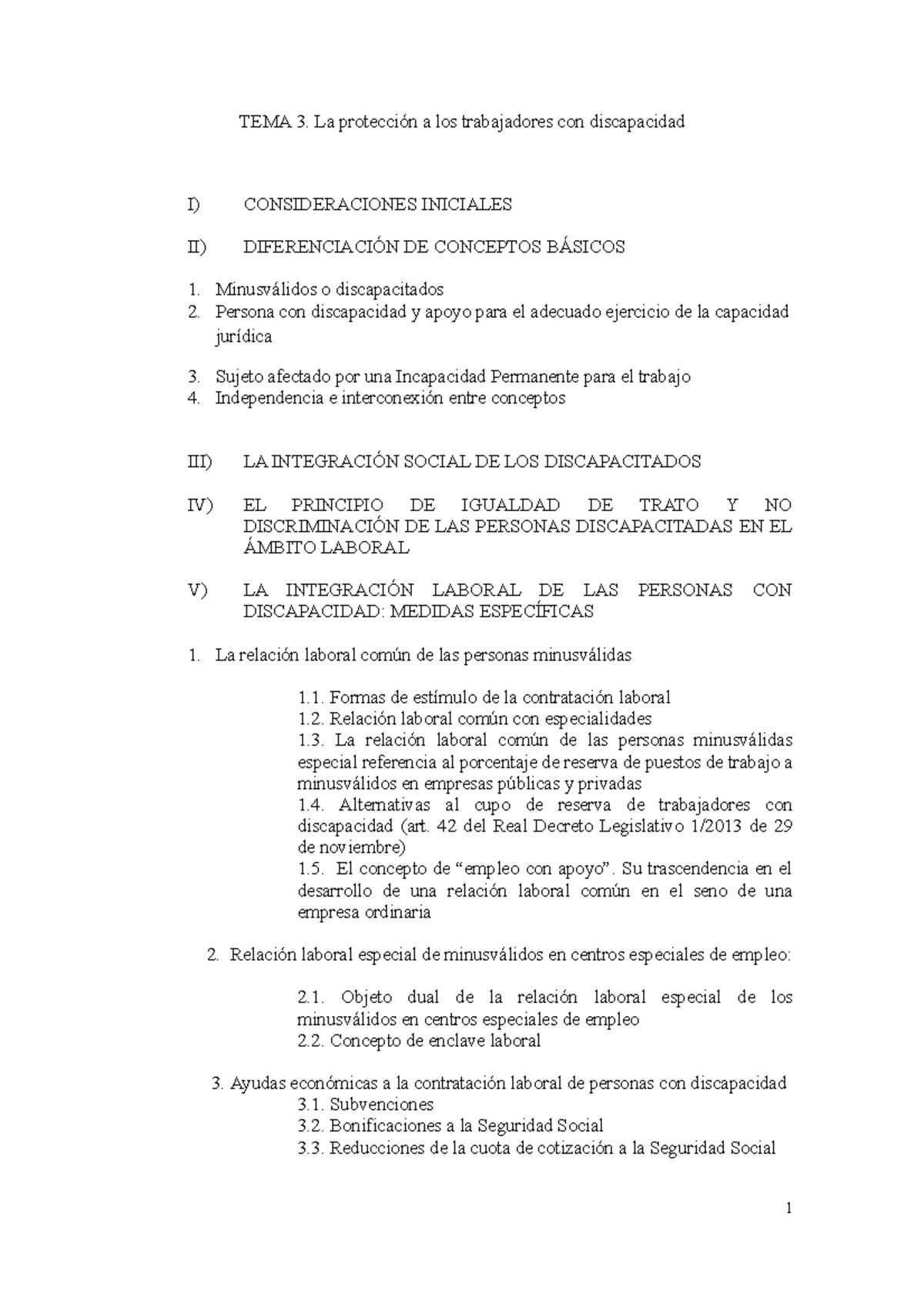 TEMA 3. PROT Personas CON Discapacidad - TEMA 3. La protección a los trabajadores con ...