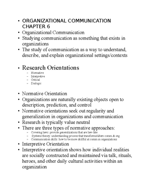 Organizational Communication - • ORGANIZATIONAL COMMUNICATION CHAPTER 6 ...