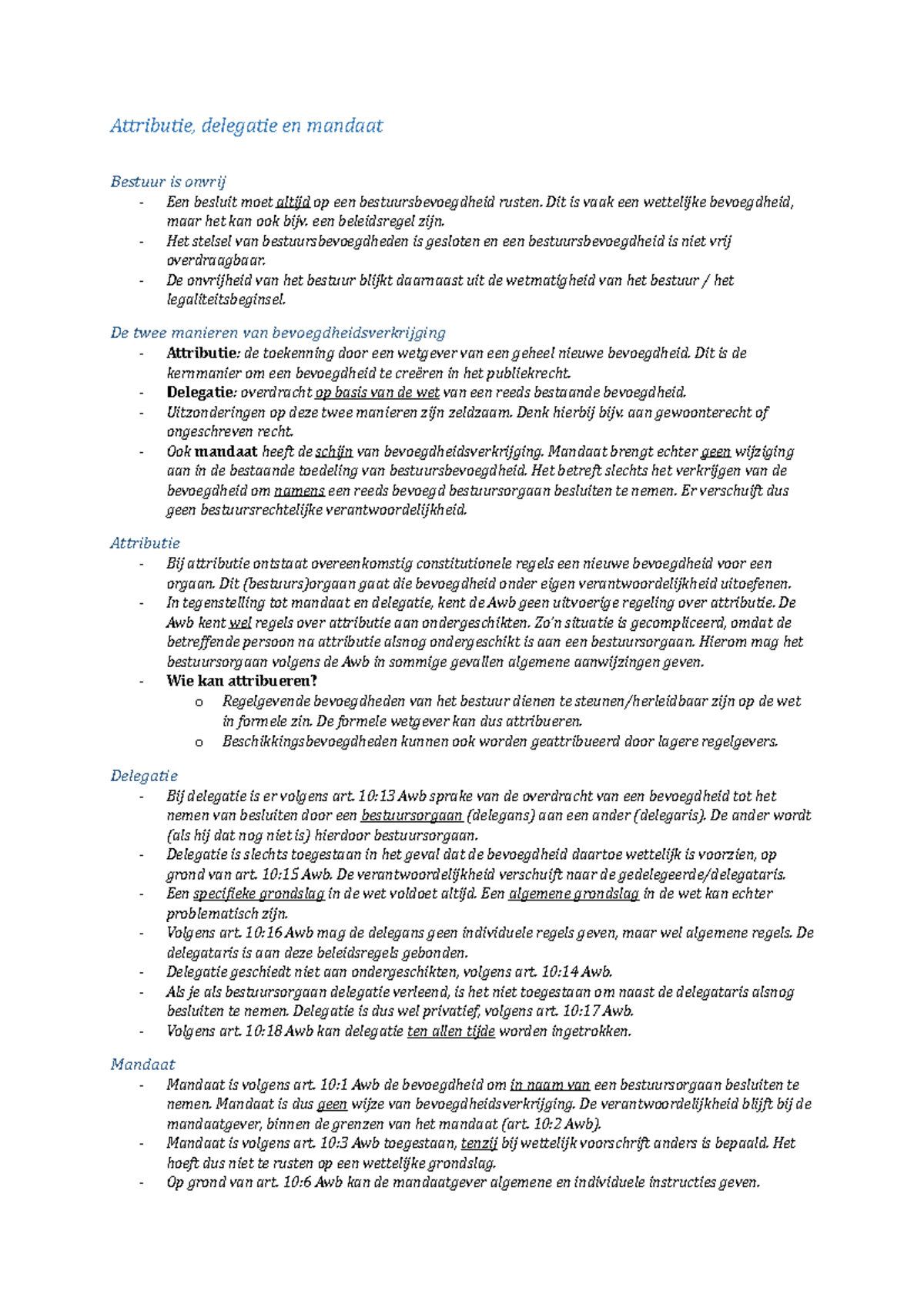 4. Attributie, delegatie en mandaat - Attributie, delegatie en mandaat ...