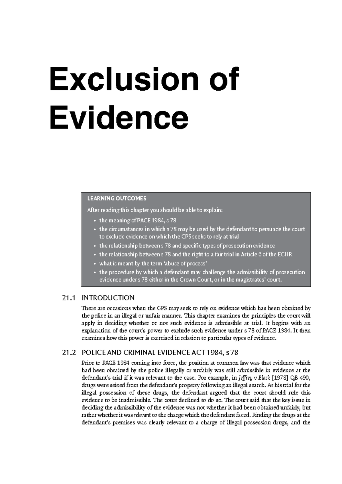 Exclusion of Evidence - Textbook notes from criminal litigation and ...