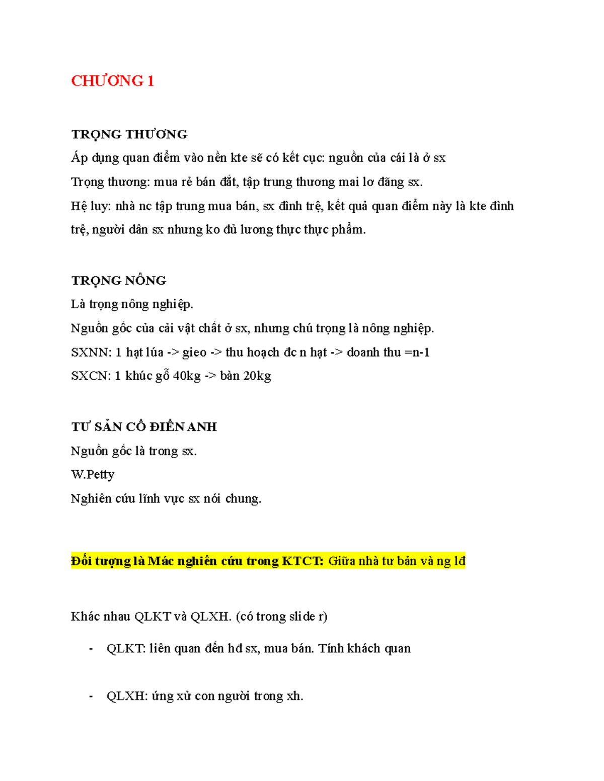 KTCT - KTCT - CHƯƠNG 1 TRỌNG THƯƠNG Áp dụng quan điểm vào nền kte sẽ có ...