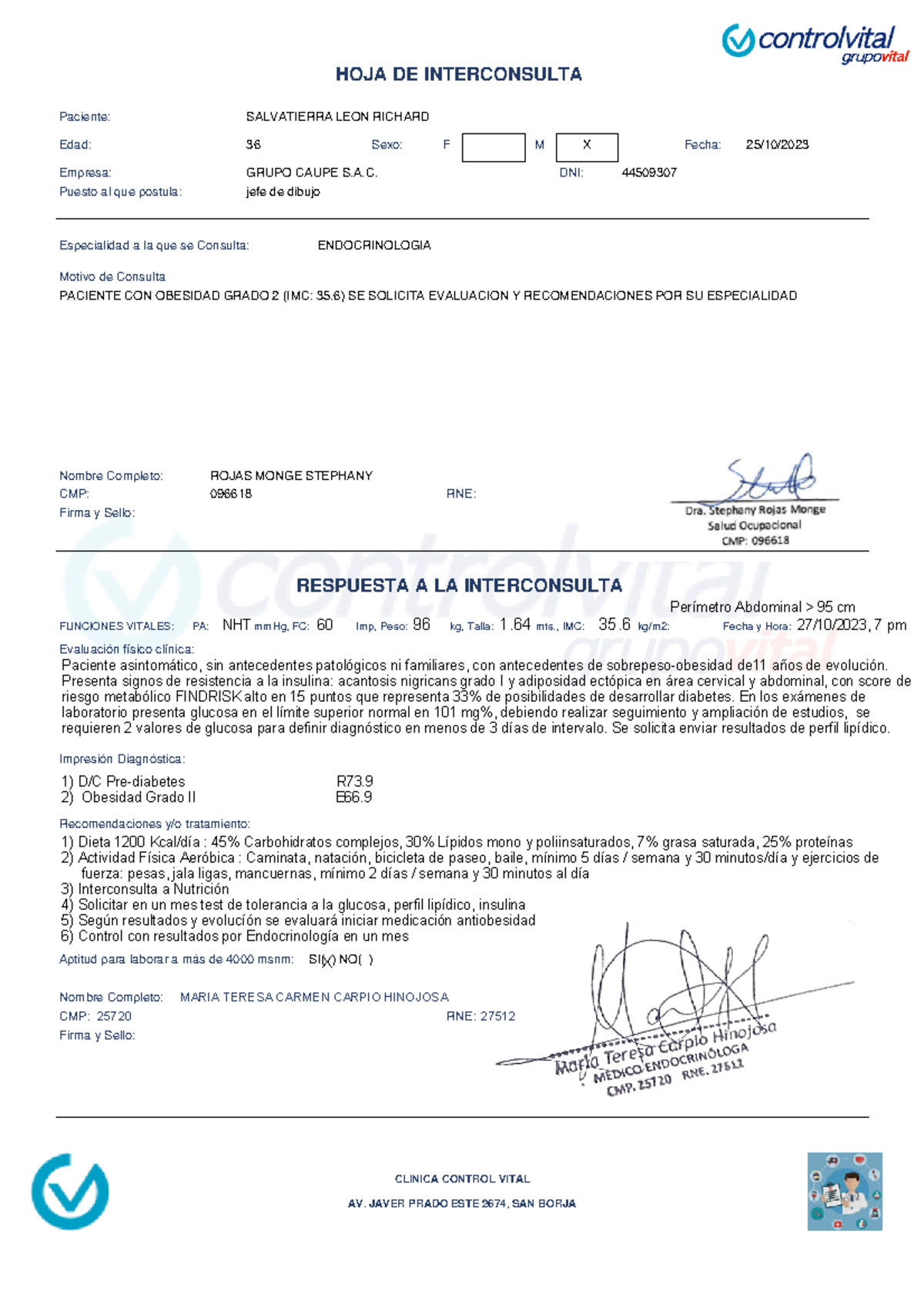 OB II GLU 101 - Psc - HOJA DE INTERCONSULTA RESPUESTA A LA ...