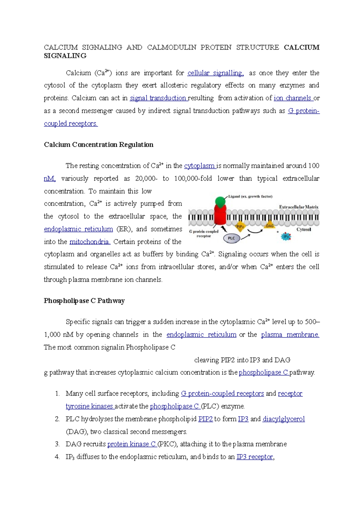 Calcium Signaling AND Calmodulin Protein Structure Calcium signaling ...