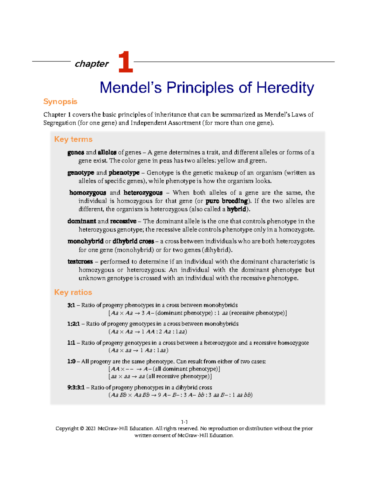 Goldberg Genetics 7e CH01 SMSG pdf - 1- Copyright © 2021 McGraw-Hill Education. All rights ...
