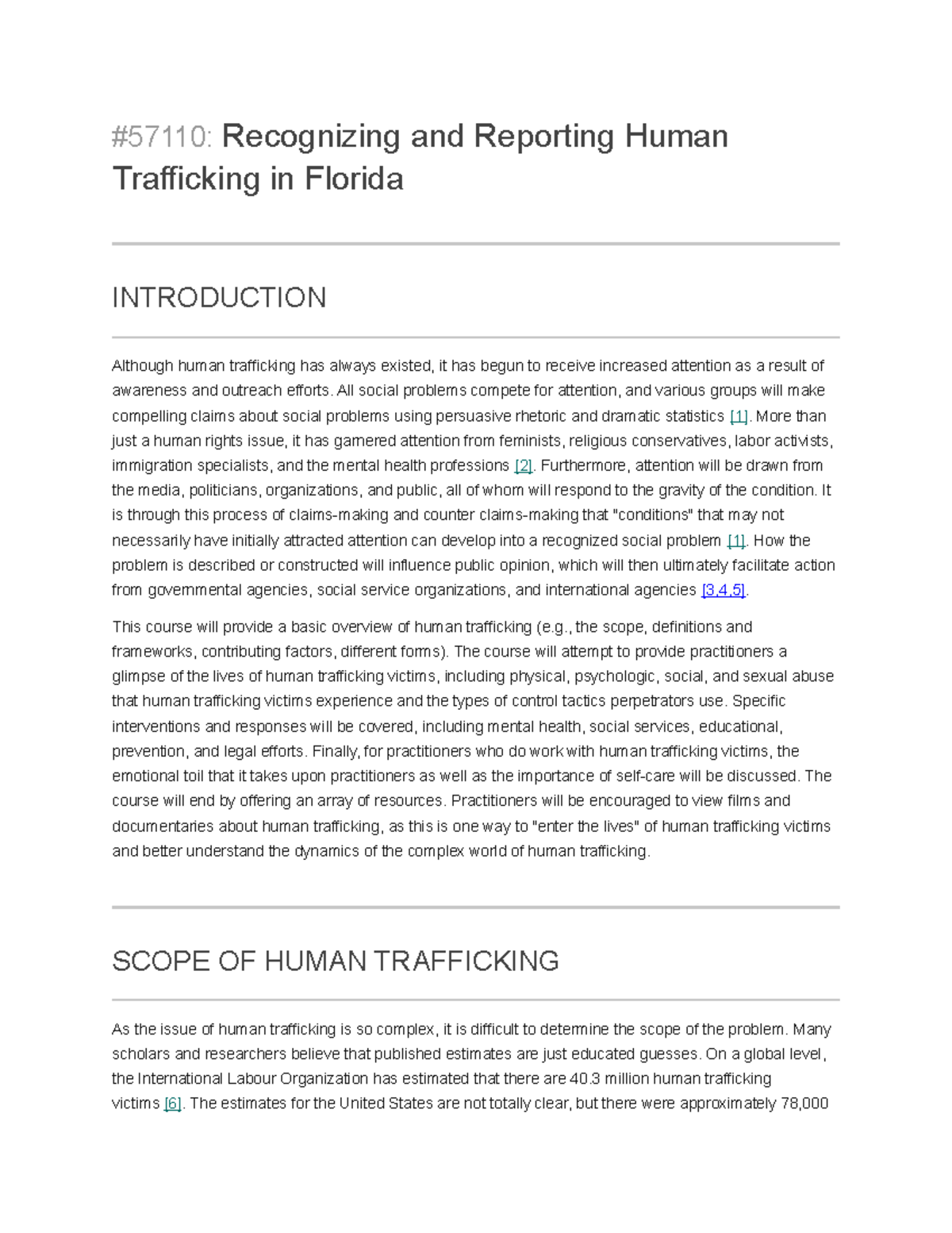Recognizing and Reporting Human Trafficking in Florida - #57110 ...