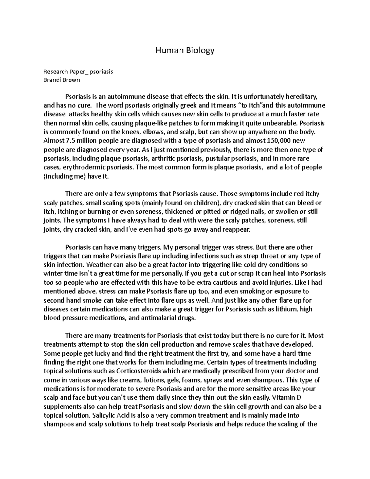Human Bio Psoriasis copy - Human Biology Research Paper_ psoriasis ...