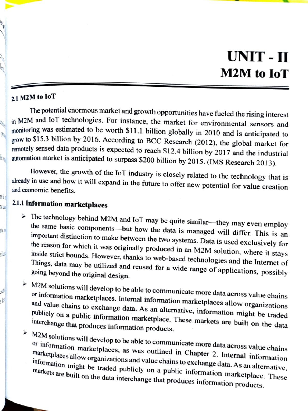 Unit II(IOT) - att rllm 2 M2M to loT UNIT - II M2M to IoT The potential enormous market and ...