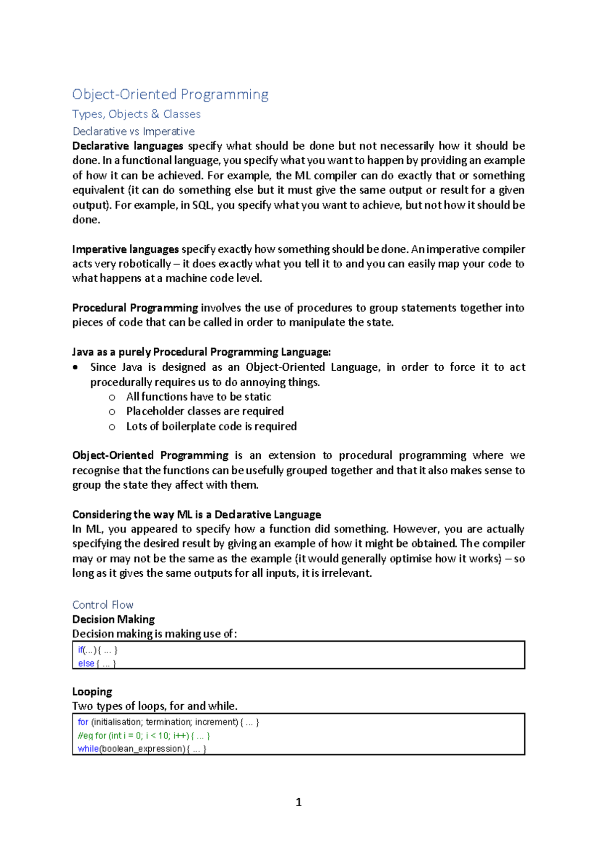 Object Oriented Programming - Programming Types, Objects Classes ...