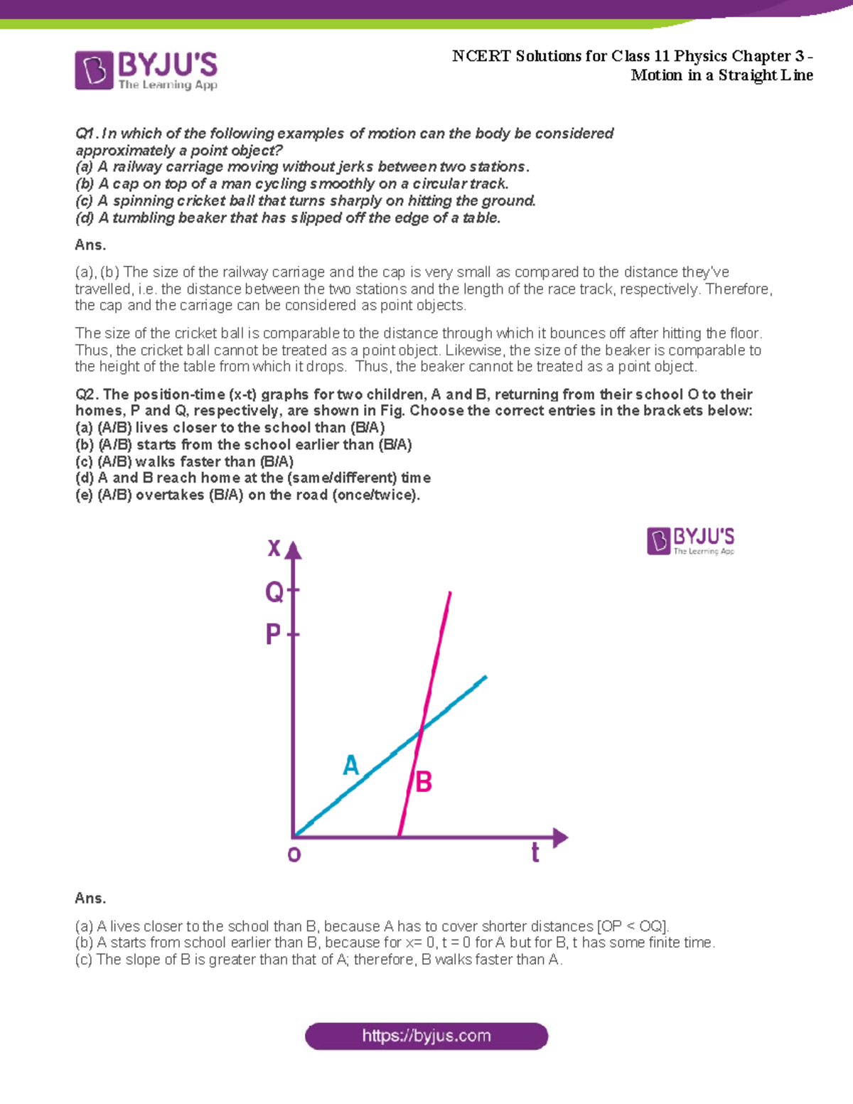 Ncert Solutions for Class 11 Physics 12 May Chapter 3 Motion in a ...
