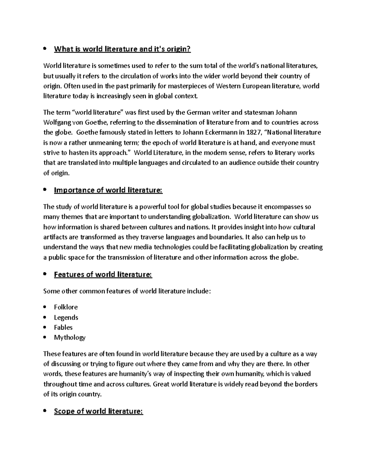 World literature - Often used in the past primarily for masterpieces of ...