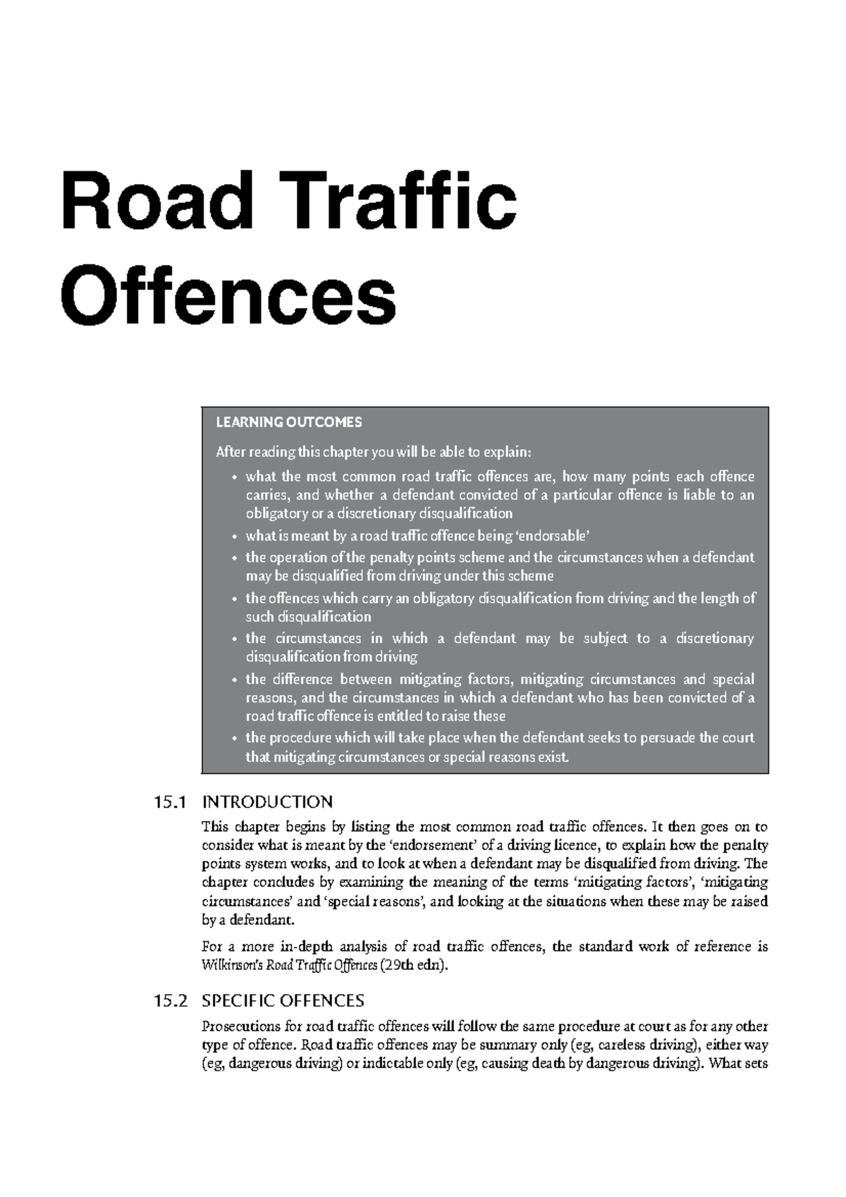 Road Traffic Offences - Textbook notes from criminal litigation and ...