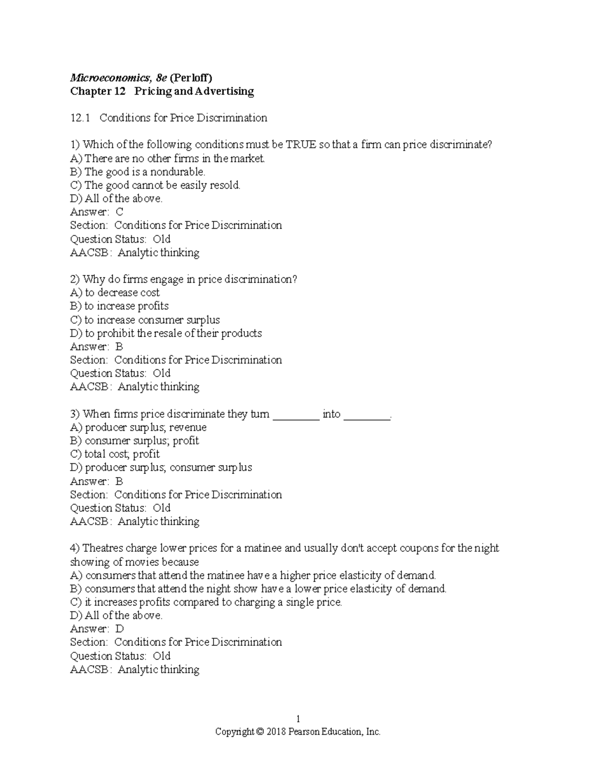 0134543777 CH12 TB - ANSWER KEY CHAPTER 12 - Microeconomics, 8e ...