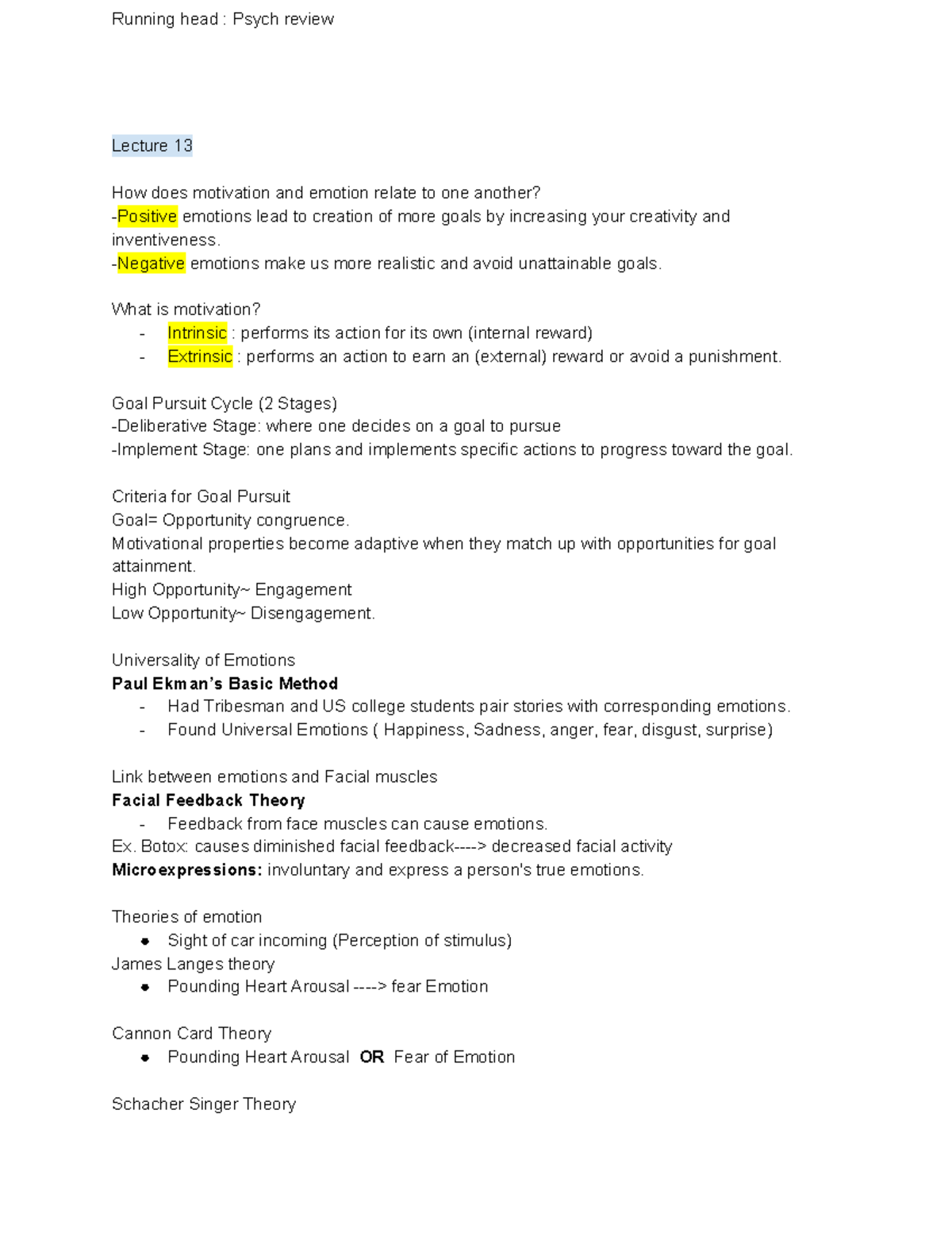 Psych Review: Motivation Emotion and Creativity - Studocu