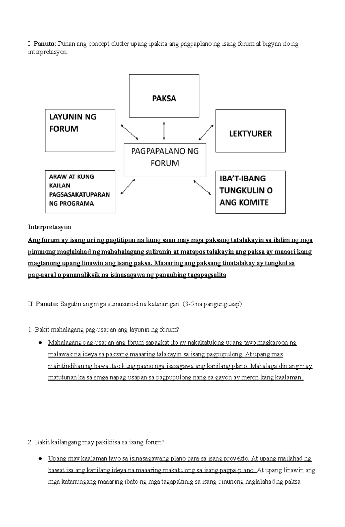 Komfil-Activities - Komfil-Activities - I. Panuto: Punan ang concept ...