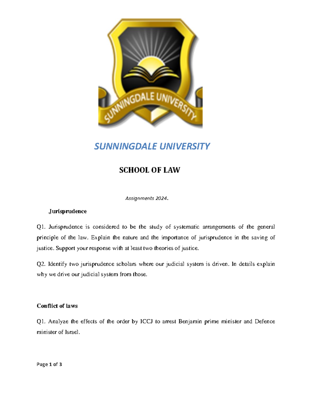 Fourth Year law school assignments 2024 - Page 1 of 3 SUNNINGDALE ...