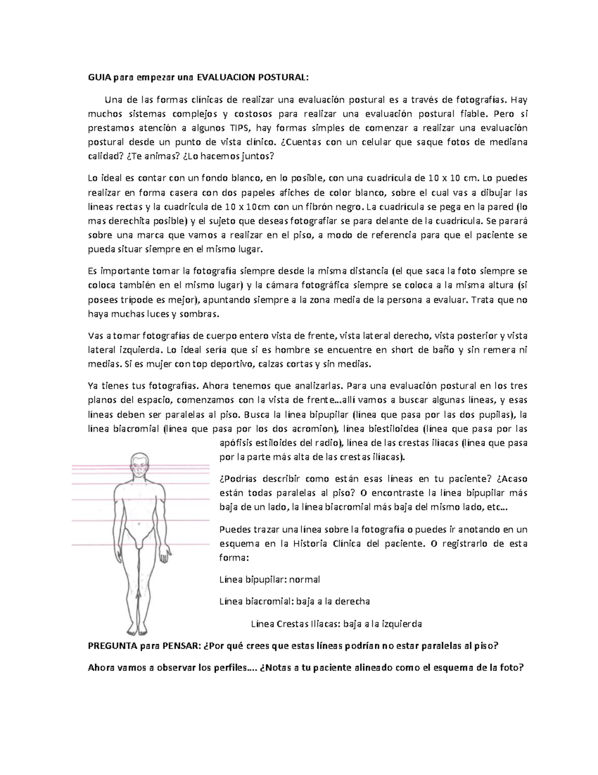 GUIA para empezar una Evaluacion Postural - GUIA para empezar una ...