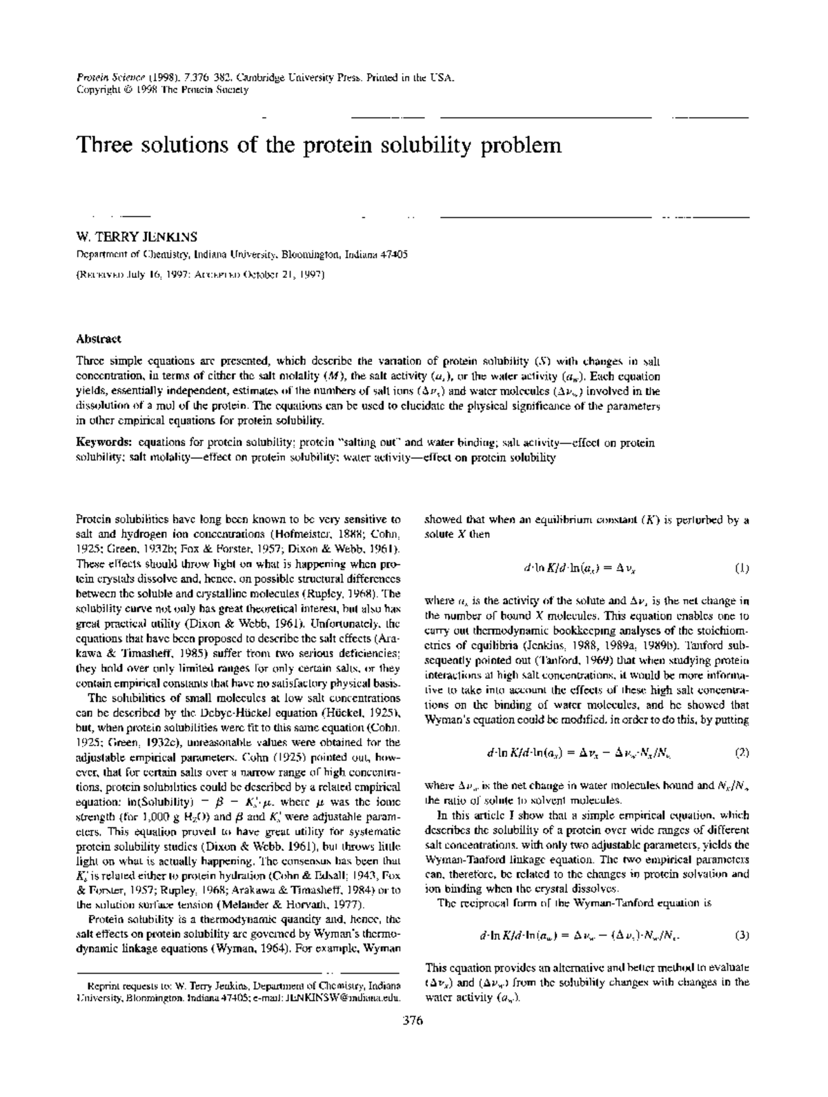 9521114 - Lecture note - Prorein Science (1998), 7376382. Cambridge ...
