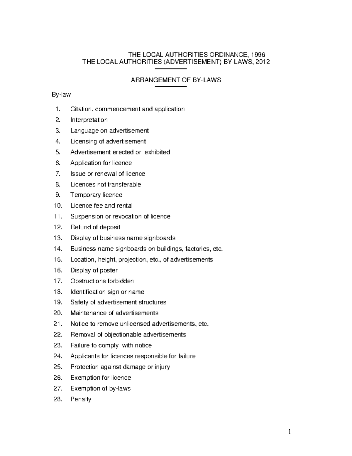 THE Local Authorities Advertisements Bylaws - THE LOCAL AUTHORITIES ...