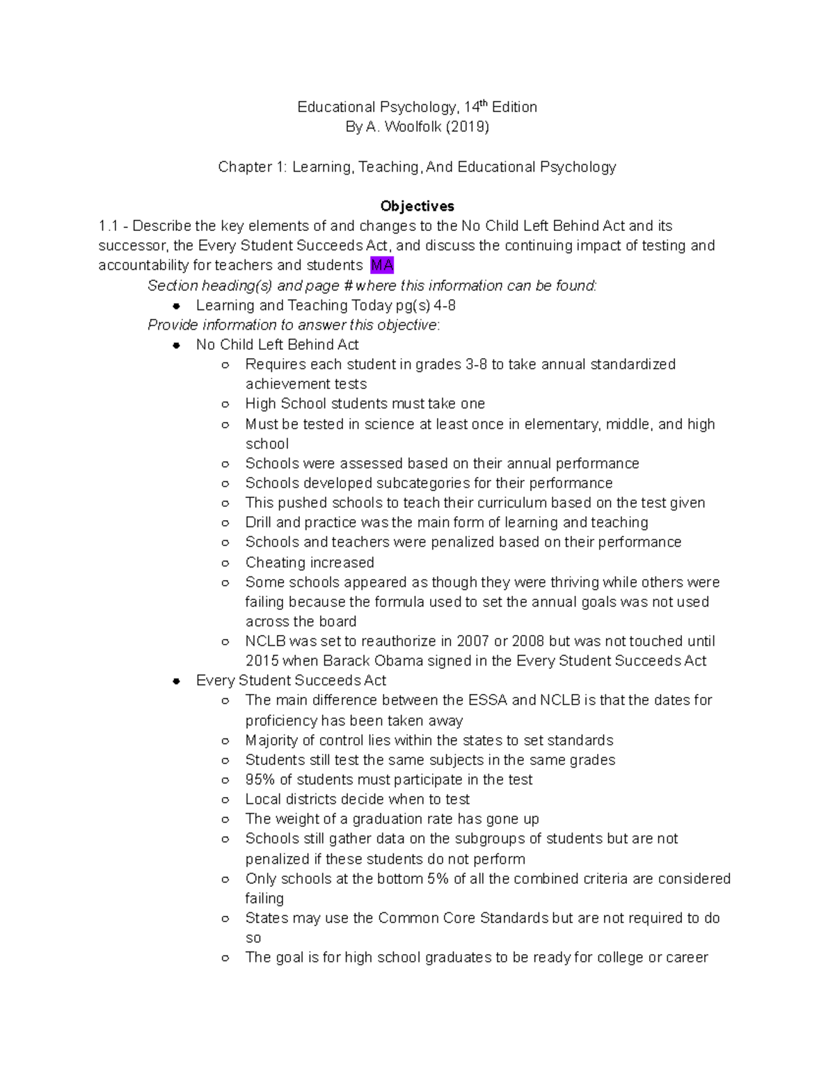 Copy of Chapter 1 - Educational Psychology, 14th Edition By A. Woolfolk ...