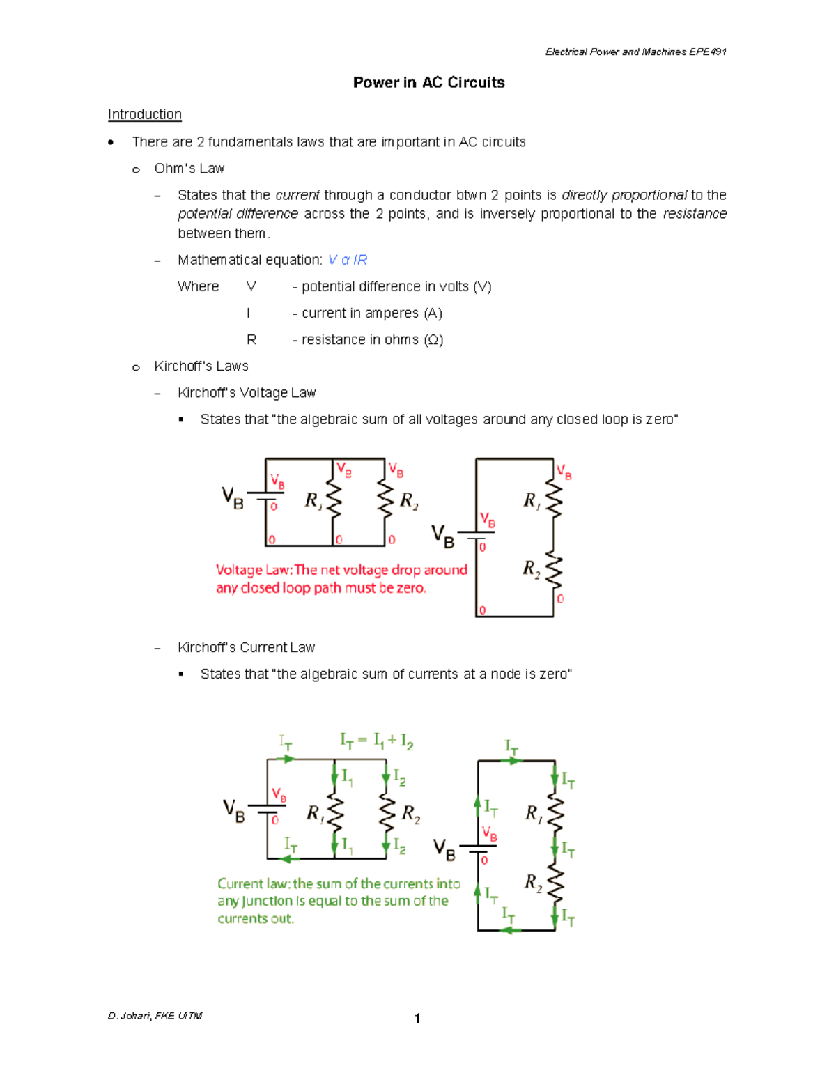 EPE491 Power in AC Circuits 1b - Power in AC Circuits Introduction ...