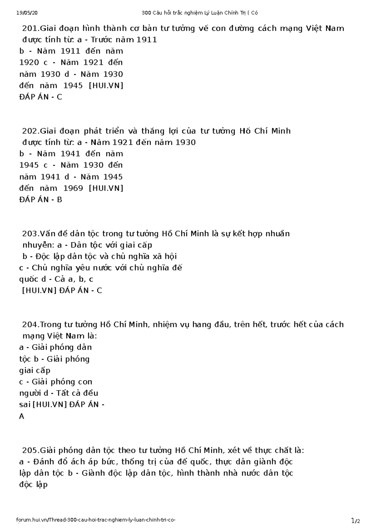 300 TN Ly luan chinh tri 3 - 19/05/ 13 300 Câu hỏi trắc nghiệm Lý Luận ...