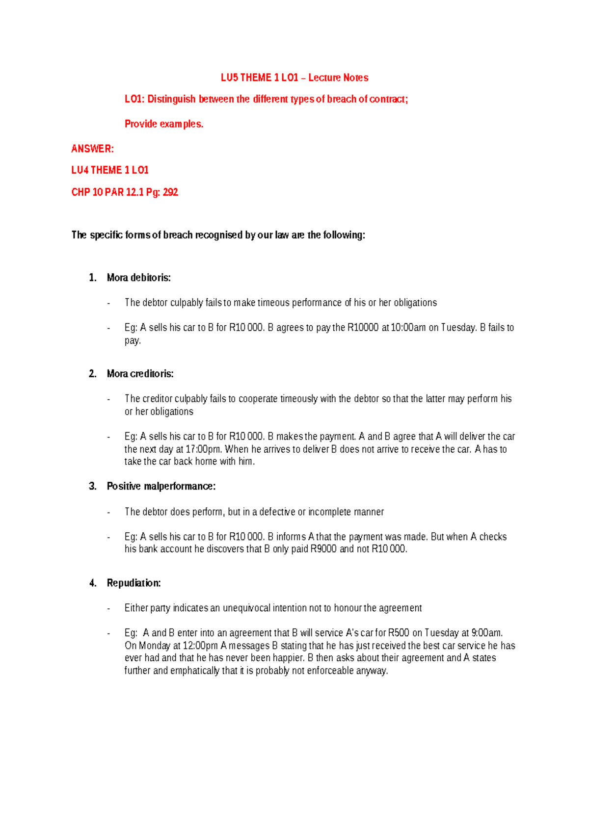 LU5 Theme 1 LO1 - Lecture Notes - LU5 THEME 1 LO1 – Lecture Notes LO1 ...