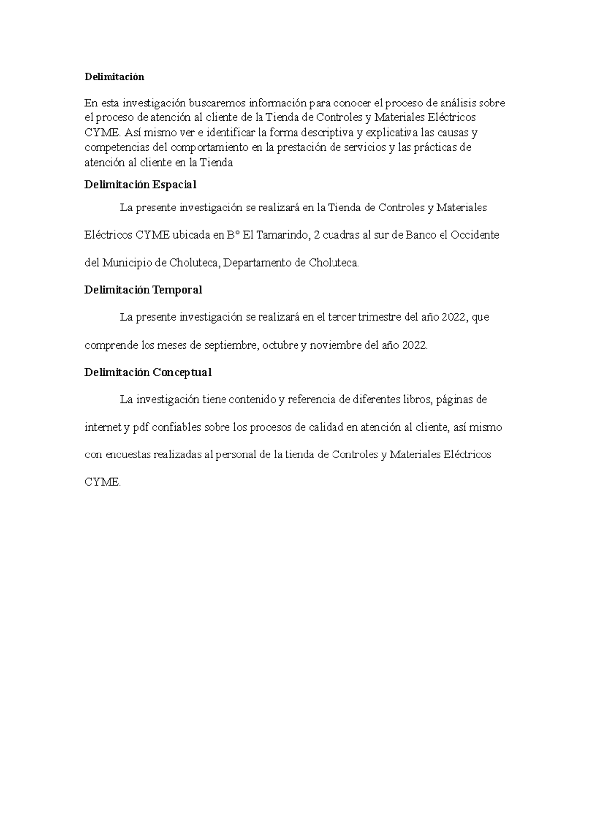 Delimitación - delimitar - Delimitación En esta investigación ...