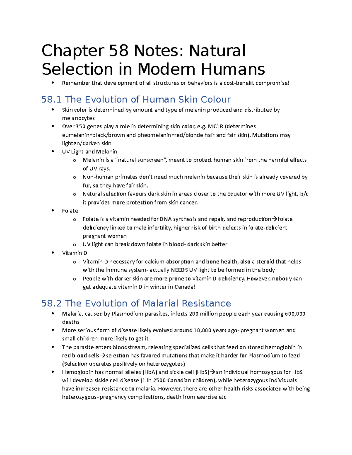 Chapter 58 Notes - Includes additional information covered by Dr. Stone ...