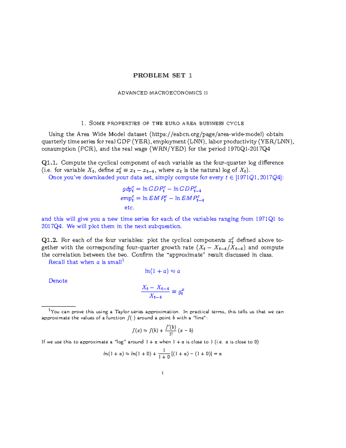 Ps1 solutions - Soluciones Problem Set 1 - Macroeconomía Avanzada II ...