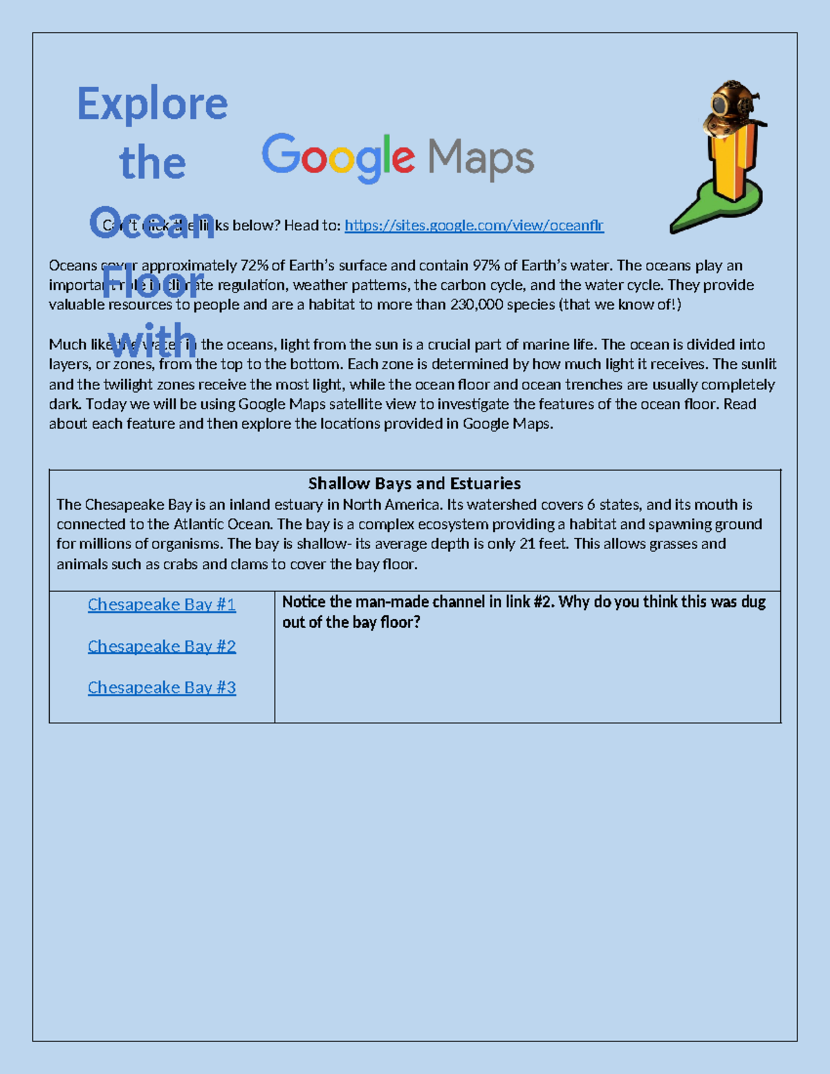 Ocean Floor With Google Maps Unit 6 - Can’t click the links below? Head ...