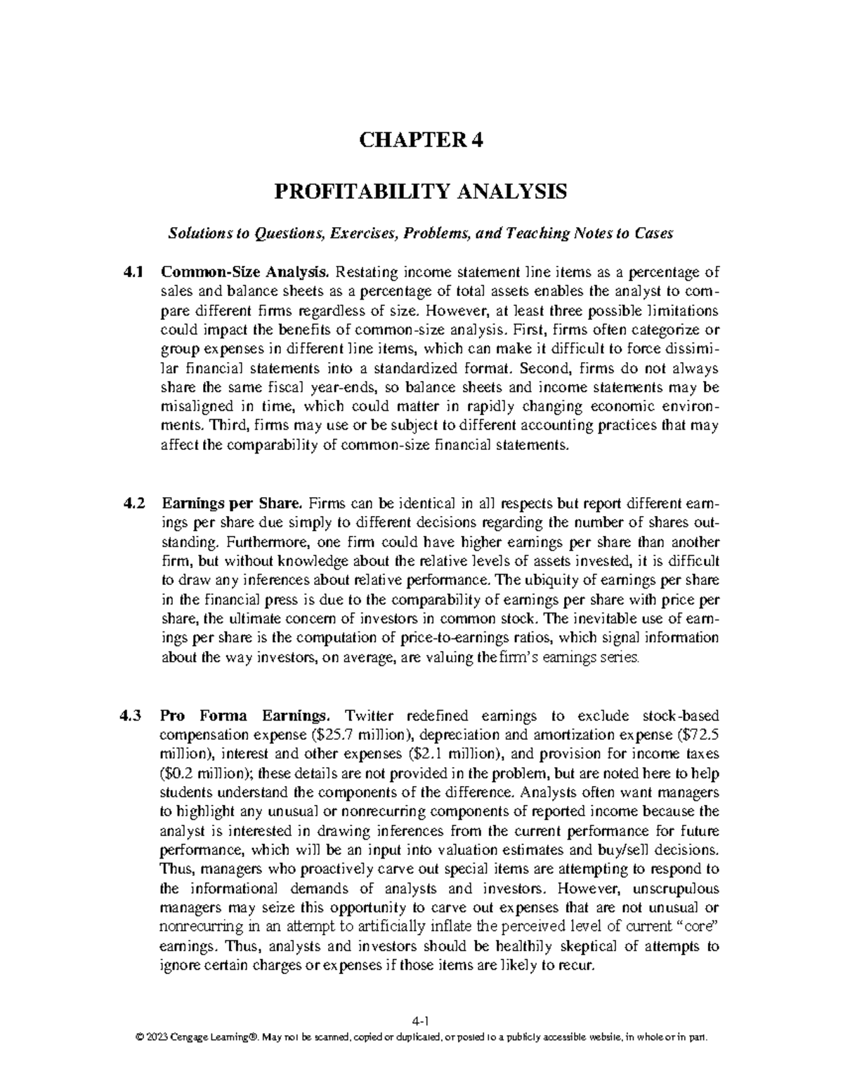 22176 ch04 p001-032 Final - 4- PROFITABILITY ANALYSIS Solutions to Questions, Exercises ...