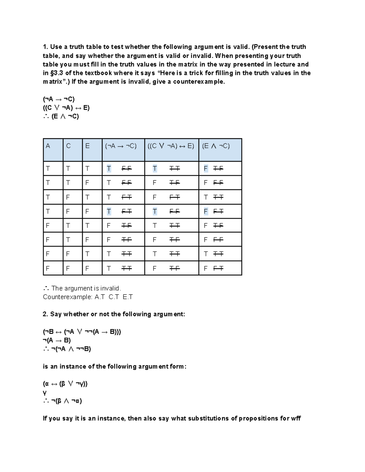 PS3 - 5/5 - Use a truth table to test whether the following argument is ...