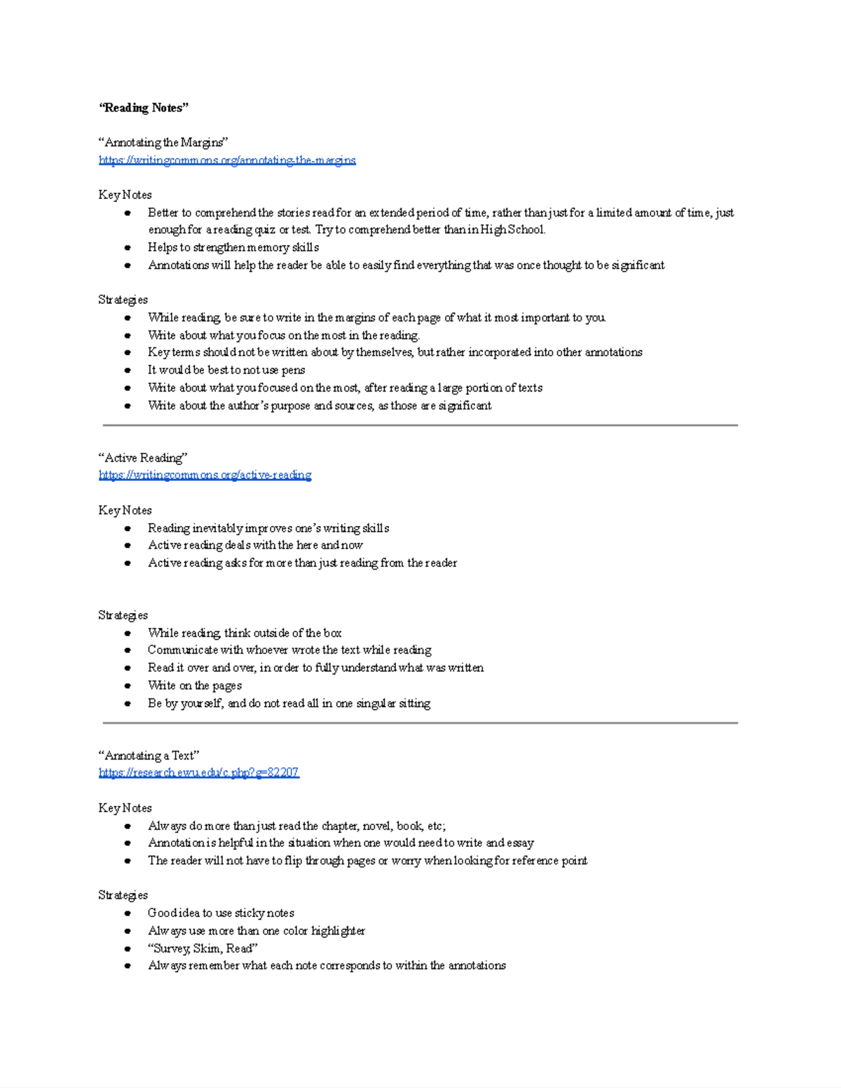 Studio 4 Assignment - “Reading Notes” “Annotating the Margins ...