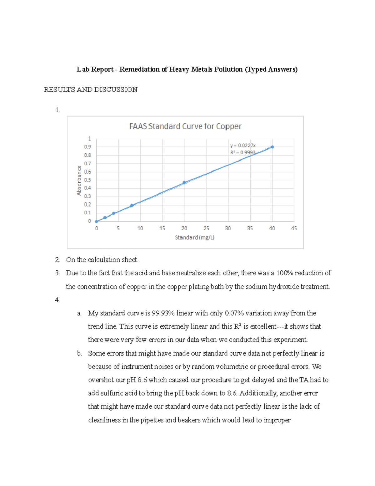 Remediation of Heavy Metals Pollution Lab Report - Lab Report ...