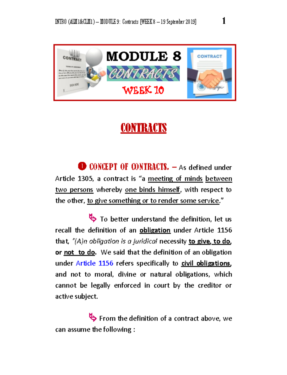 Intro Module 8 Contracts Module 8 Contracts Week 10 Contracts Concept Of Contracts As