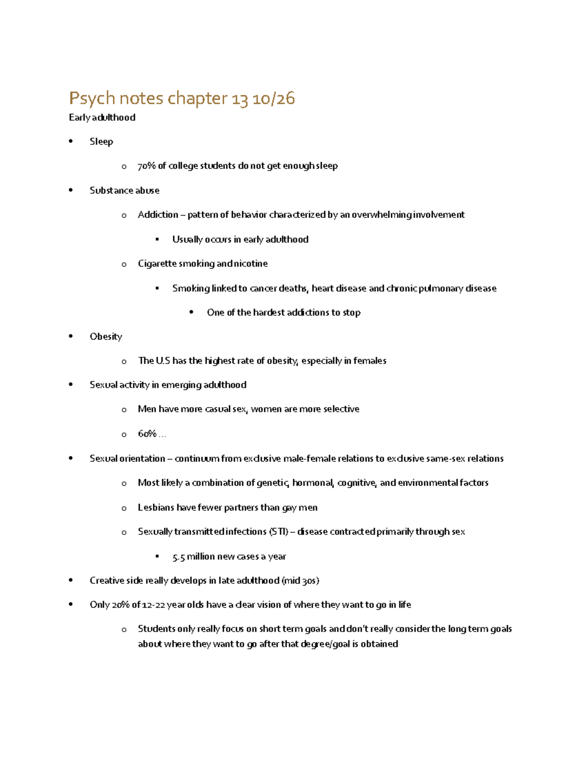 Psych notes chapter 13 - .. Sexual orientation – continuum from ...