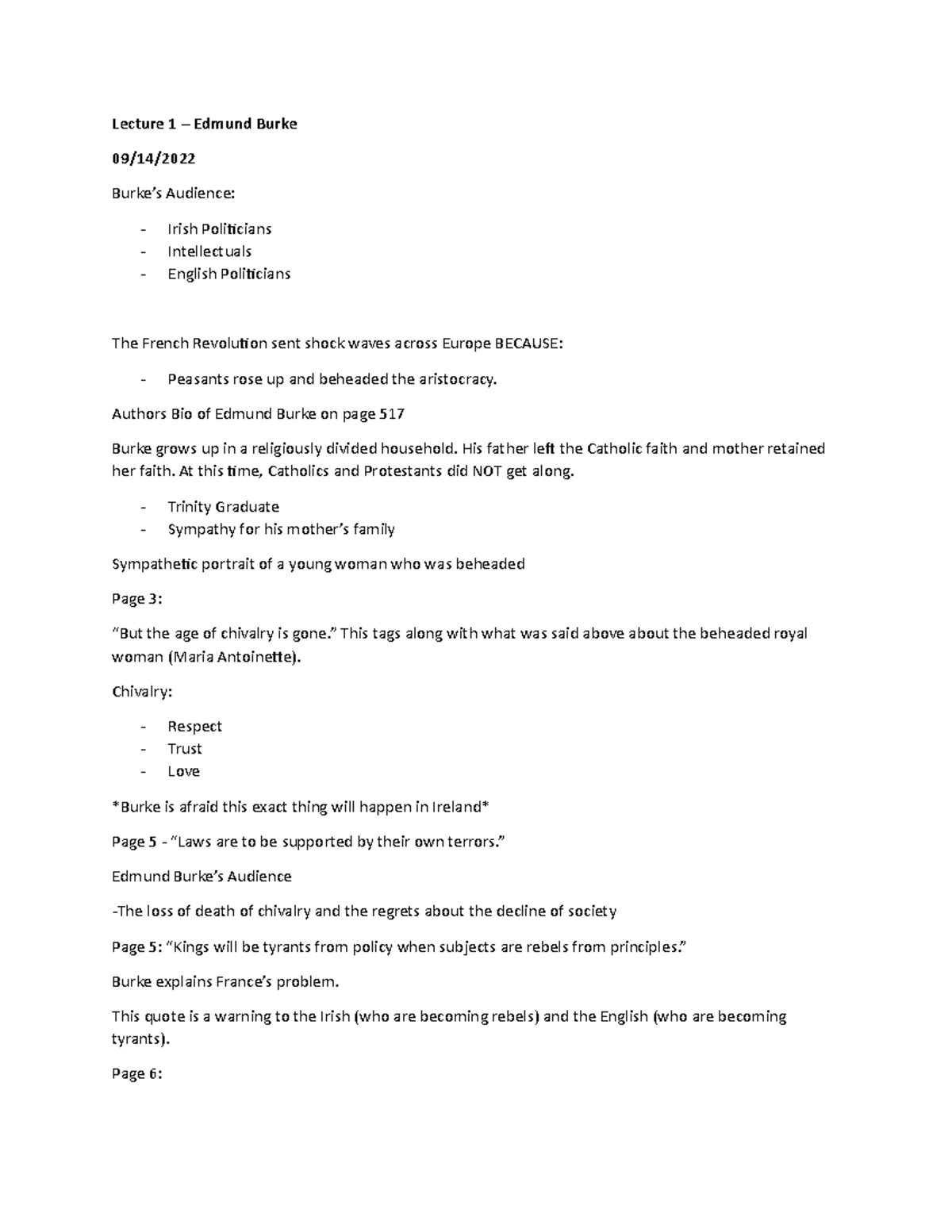 English 102 Irish Literature Lecture Notes Lecture 1 Edmund Burke