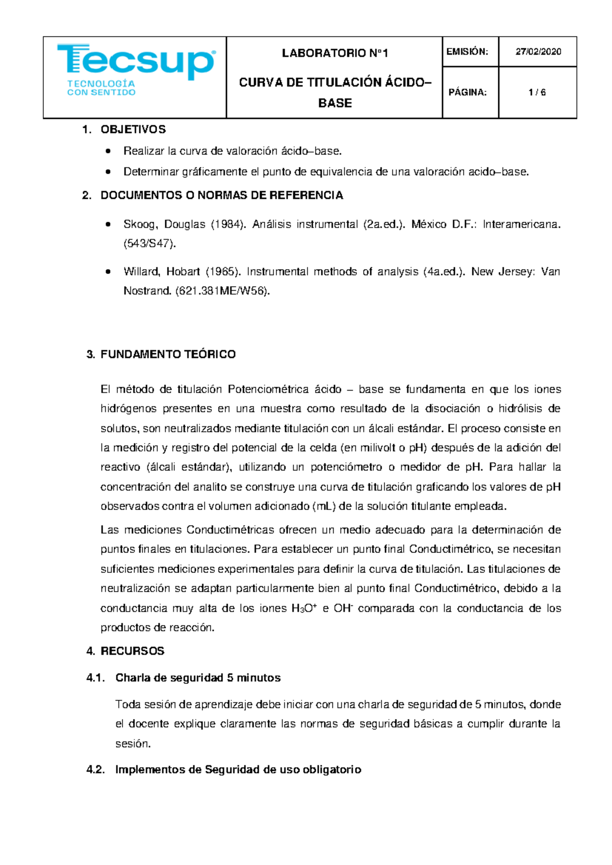 LAB 01 - Curva de Titulación Ácido-Base - LABORATORIO N° CURVA DE TITULACIÓN ÁCIDO– BASE PÁGINA ...