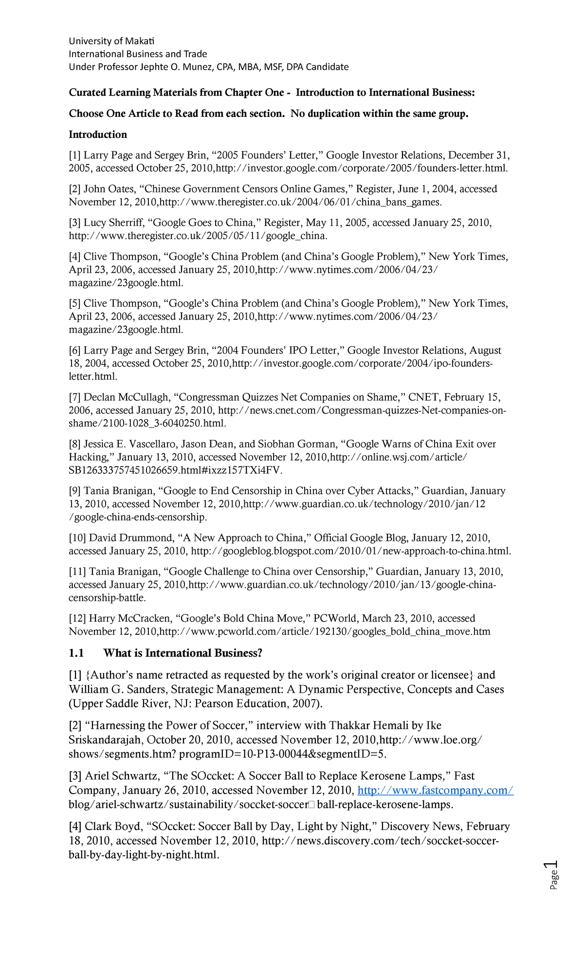 Curated Learning Materials from Chapter One for Learning Portfolio ...