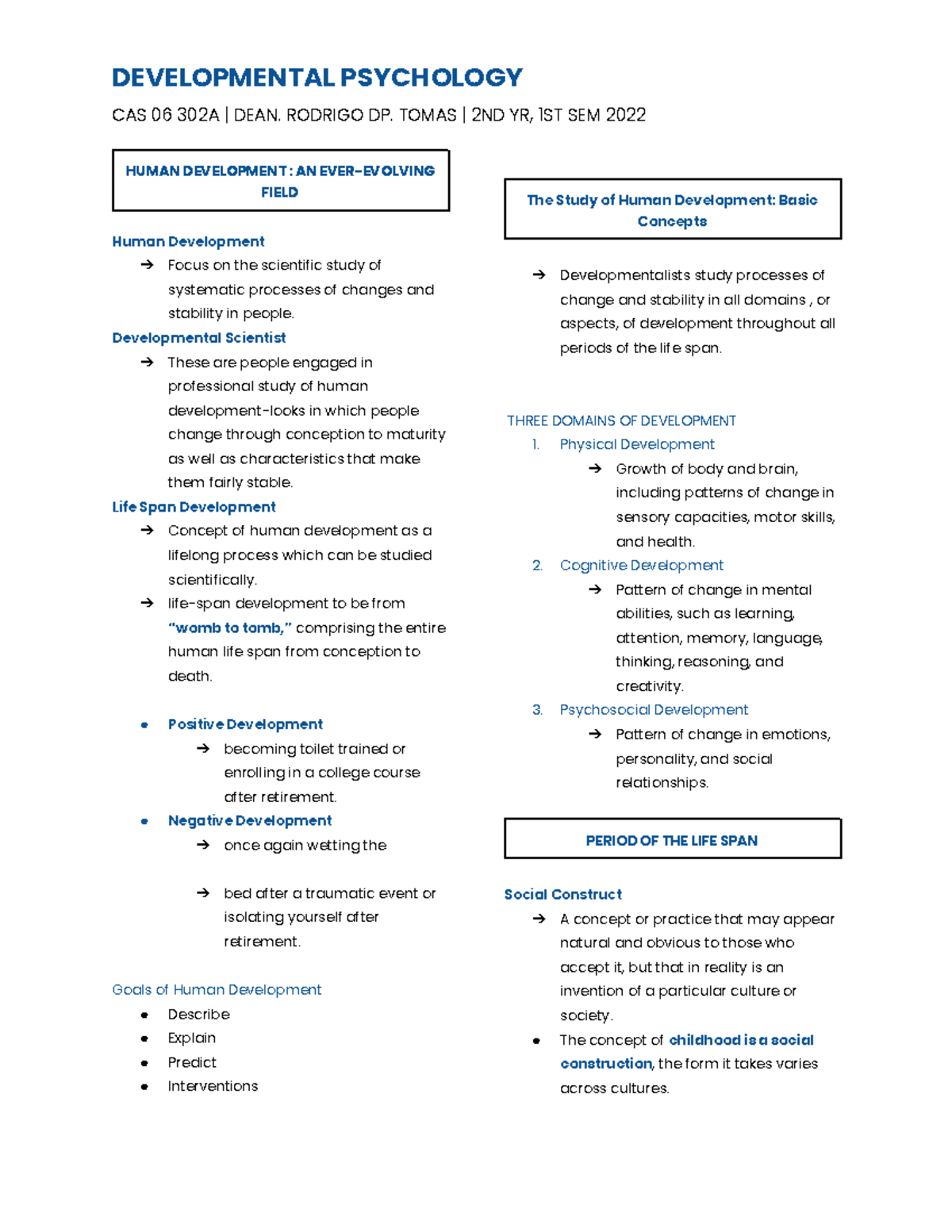 Human Development - BS PSYCHOLOGY - CAS 06 302A | DEAN. RODRIGO DP ...