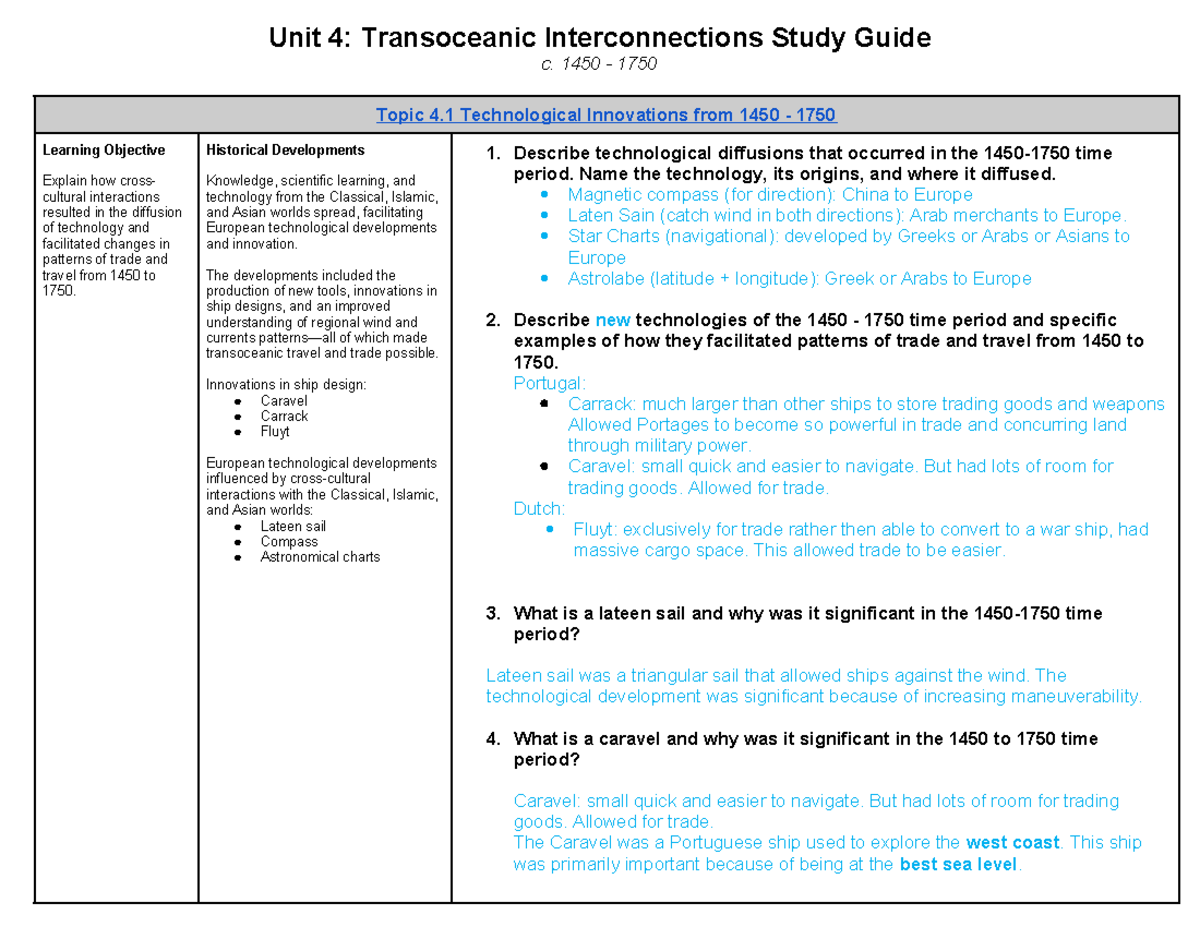 Unit+4+Transoceanic+Interconnections+Study+Guide - Unit 4: Transoceanic ...