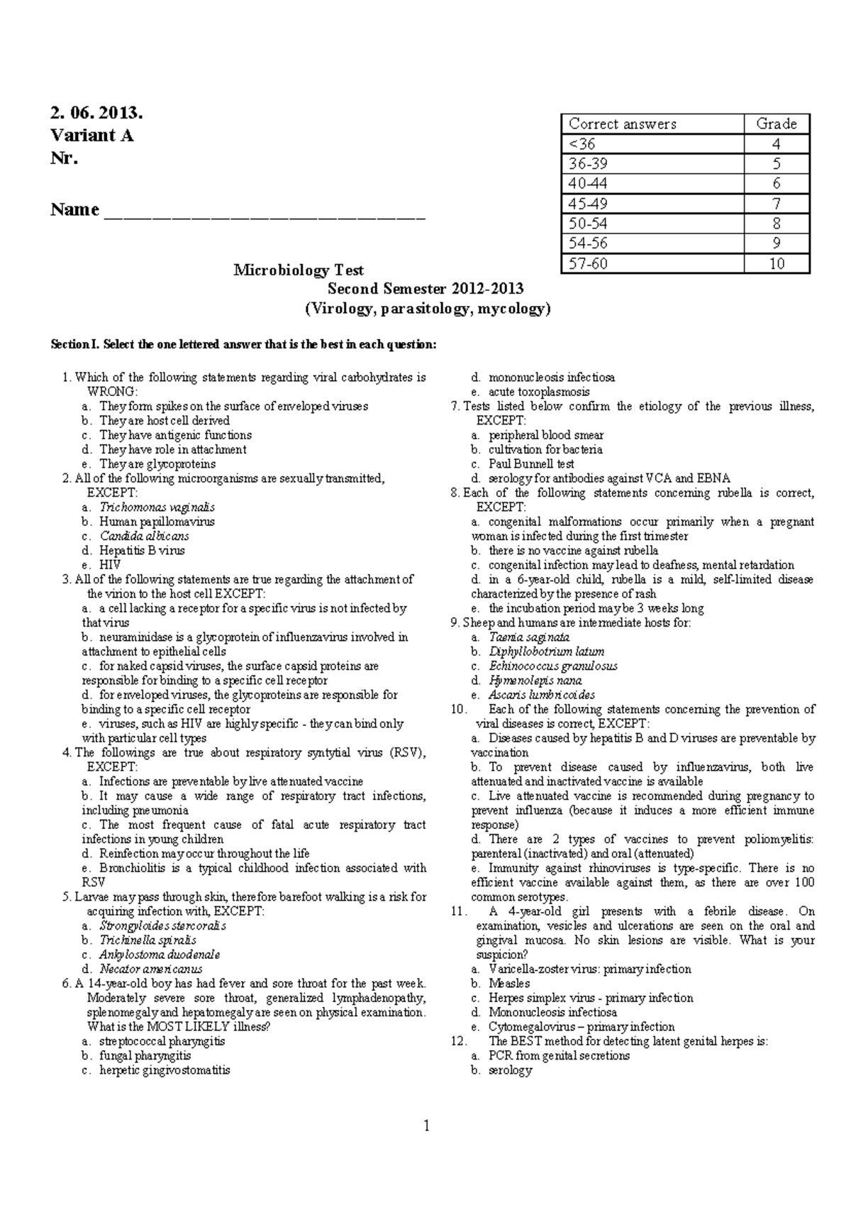 Test Questions And Answers 2 06 2013 Variant A Nr Name